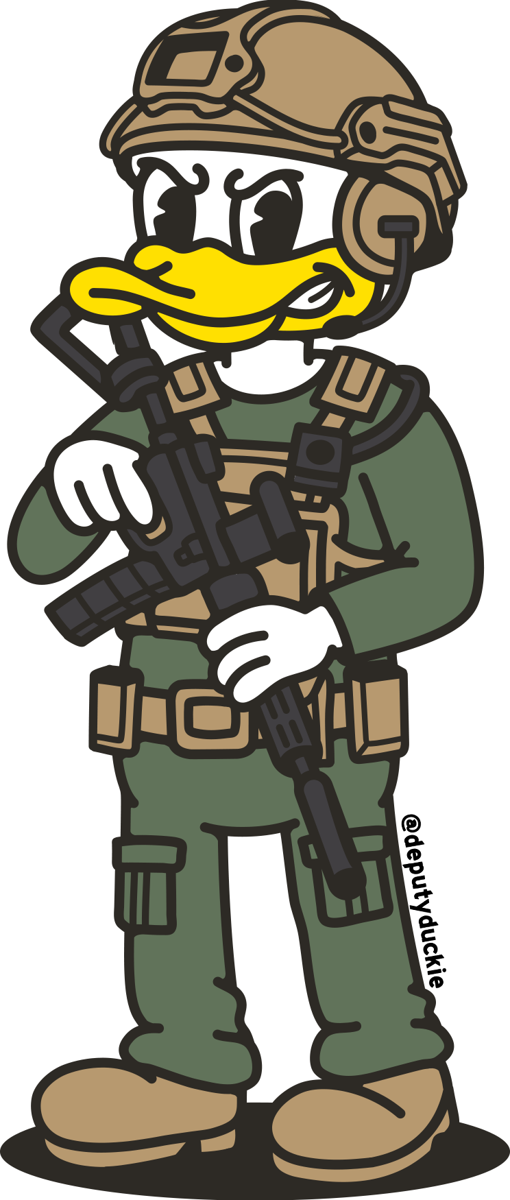 Deputy Duckie - SWAT Duckie Sticker (Tan/Green)